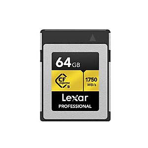 Lexar Professional 64GB CFexpress Type B Memory Card, Up To 1750MB/s Read, Raw 4K Video Recording, Supports PCIe 3.0 and NVMe (LCFX10-64GCRBNA)
