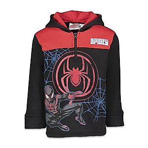 Marvel Spider-Man Miles Morales Toddler Boys Fleece Half Zip Hoodie Black/Red 5T