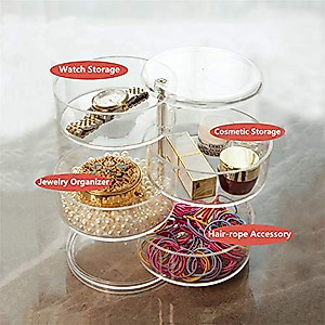Stratalife Hair Accessories Organizer Acrylic Jewelry Organizer Hair Tie Container Small Jewelry Box 4 Layers Storage Box Hair Accessory Container Rotatable Organizer Drawer for Women Girls