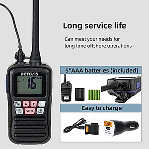 Retevis RM01 Handheld Marine Radio, Marine Two-Way Radios, Floating IP67 Waterproof, NOAA Weather Alert, Ship to Shore Radio for Boats (1 Pack)