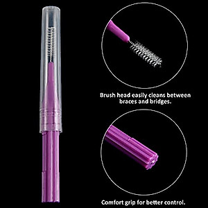 50 Pieces Braces Brush for Cleaner Interdental Brush Toothpick Dental Flossing Head Oral Hygiene Flosser Tooth Cleaning Tool (Light Blue, Purple, Yellow, Gray, Light Green)