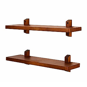 Bielebbi Floating Shelves, Wall Shelf, Shelves for Wall Storage, Solid Wood Shelf L23.4xW5.9 Set of 2, Rustic Wood Wall Shelves for Bedroom, Living Room, Bathroom, Kitchen, Office and More…