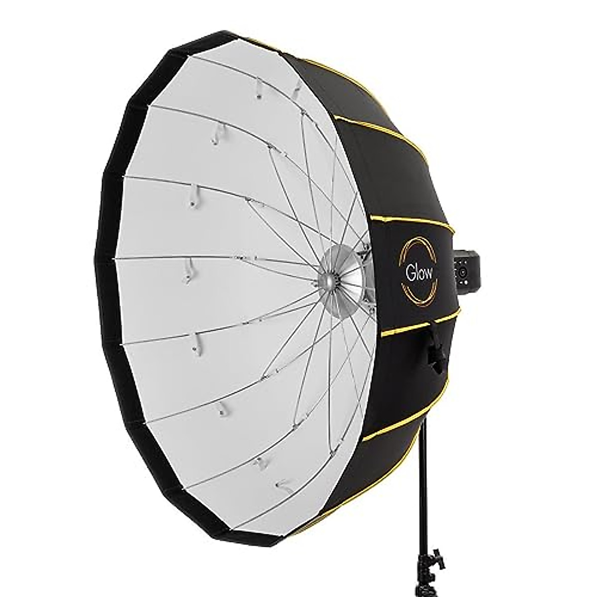 Glow EZ Lock 42" Collapsible White Beauty Dish Softbox w/Bowens Mount Speedring and Deflection Disk, 16 Ribbed Design Soft Box with White Interior for Perfect Lighting and Beauty Dish Photography
