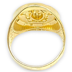 19 MM WIDE TWO TONE ROUND GREEK BEAUTY LADY MEDUSA RING REAL 10K YELLOW GOLD SG4533