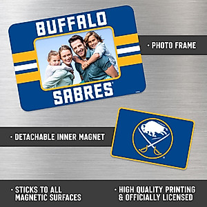 Rico Industries NHL Hockey Buffalo Sabres Stripes Magnetic Picture Frame (5"x6.75") & Magnet Combo Set - Home Décor - Regrigerator, Office, Kitchen