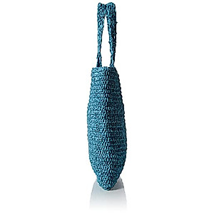 The Drop Women's Ealga Flat Handle Straw Tote, Blue Sapphire, One Size