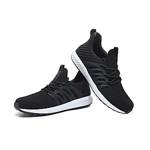 TUTPTH Men Women Slip On Walking Shoes Lightweight Casual Running Sneakers Black41