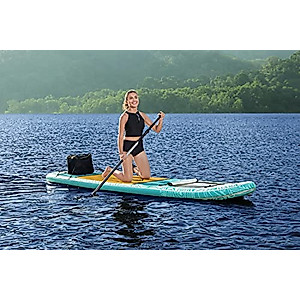 Bestway Hydro-Force Panorama Inflatable Stand-Up Paddleboard Set with See-Through Window (11’2” x 35” x 6”) | Includes Paddle, Hand Pump, Backpack, Leash, Fin, Repair Patch Kit