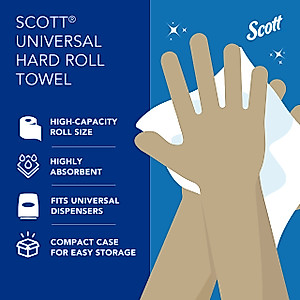 Scott Essential High Capacity Hard Roll Paper Towels (01005), White, 1000'/Roll, 6 Paper Towel Rolls/Convenience Case