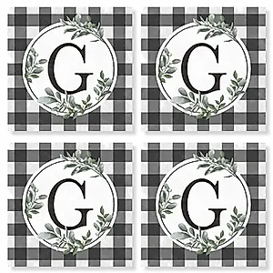 Carson Home Letter G House Coaster, 4-inch Square, Set of 4