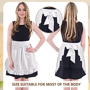 Hercicy 4 Pack Waist Apron Ruffle Retro Apron White Half Apron Maid Apron Cute Vintage Apron with Pockets for Women Chef Waitress Cooking Kitchen Costume