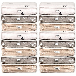 16 Pcs Clear Vinyl Storage Bags with Zipper, Sweater Plastic Storage Bags,Blankets Storage Bags,14 x 11x 3 Inch, Waterproof Organizer for Clothes, Bed Sheet, Throws Pillows, Multi-Purpose
