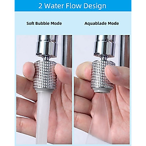 Hibbent Faucet Aerator, 360 Degree Swivel Kitchen Sink Faucet Aerator, Dual-function Bathroom 2-Flow Sprayer Faucet Head, Faucet Replacement Part, 55/64 Inch-27UNS Female Thread-Chrome