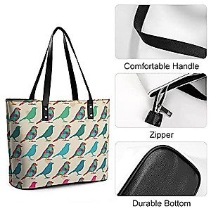 Womens Handbag Birds Pattern Leather Tote Bag Top Handle Satchel Bags For Lady
