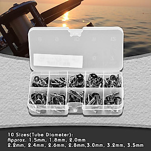 VGEBY1 Fishing Rod Guide Tips Set, 80Pcs 10Sizes Resistant Fishing Spinning Rod Guides with Storage Case Fishing Replacement Accessory