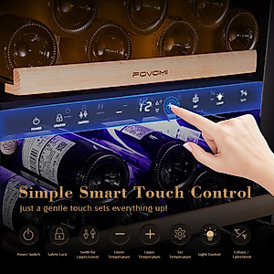 FOVOMI Wine Fridge,91-bottle Wine Cooler Dual Zone Large Wine Beverage Refrigerator Freestanding Cellar,Holds 91bottles or 49bottles+90 cans(6-year)
