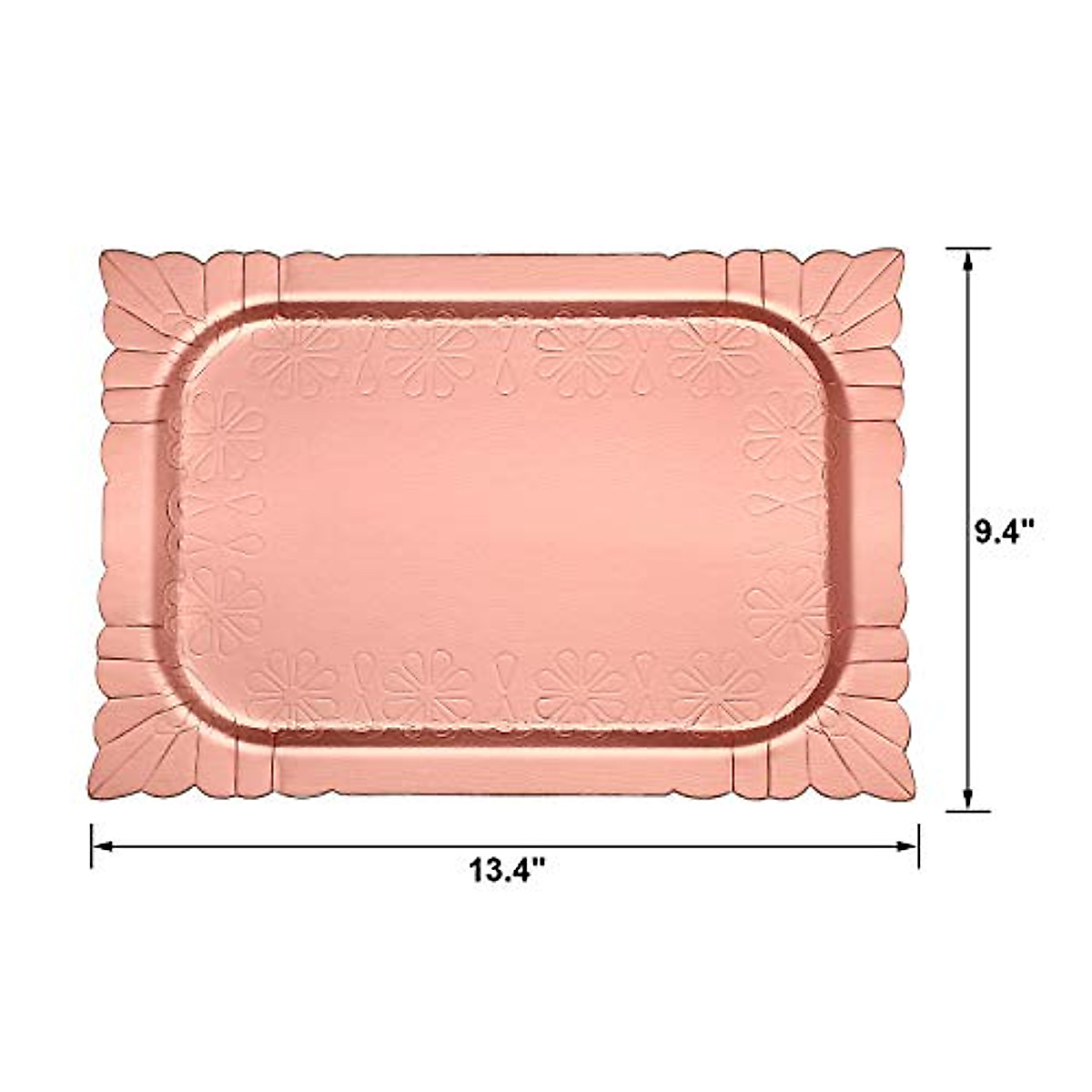 8 Pieces Rose Gold Serving Trays and Platters Disposable Safe Paper Plates for Cake Cupcake Fruit Dessert Display Holder for Wedding Bridal Shower Birthday Party Favors Supplies 9.4 x 13.4 Inch
