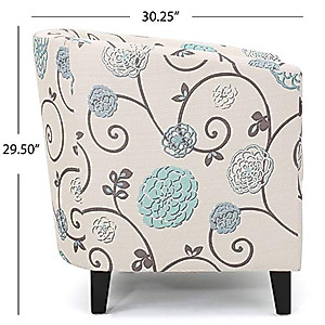 Christopher Knight Home Preston Fabric Club Chair, White / Blue