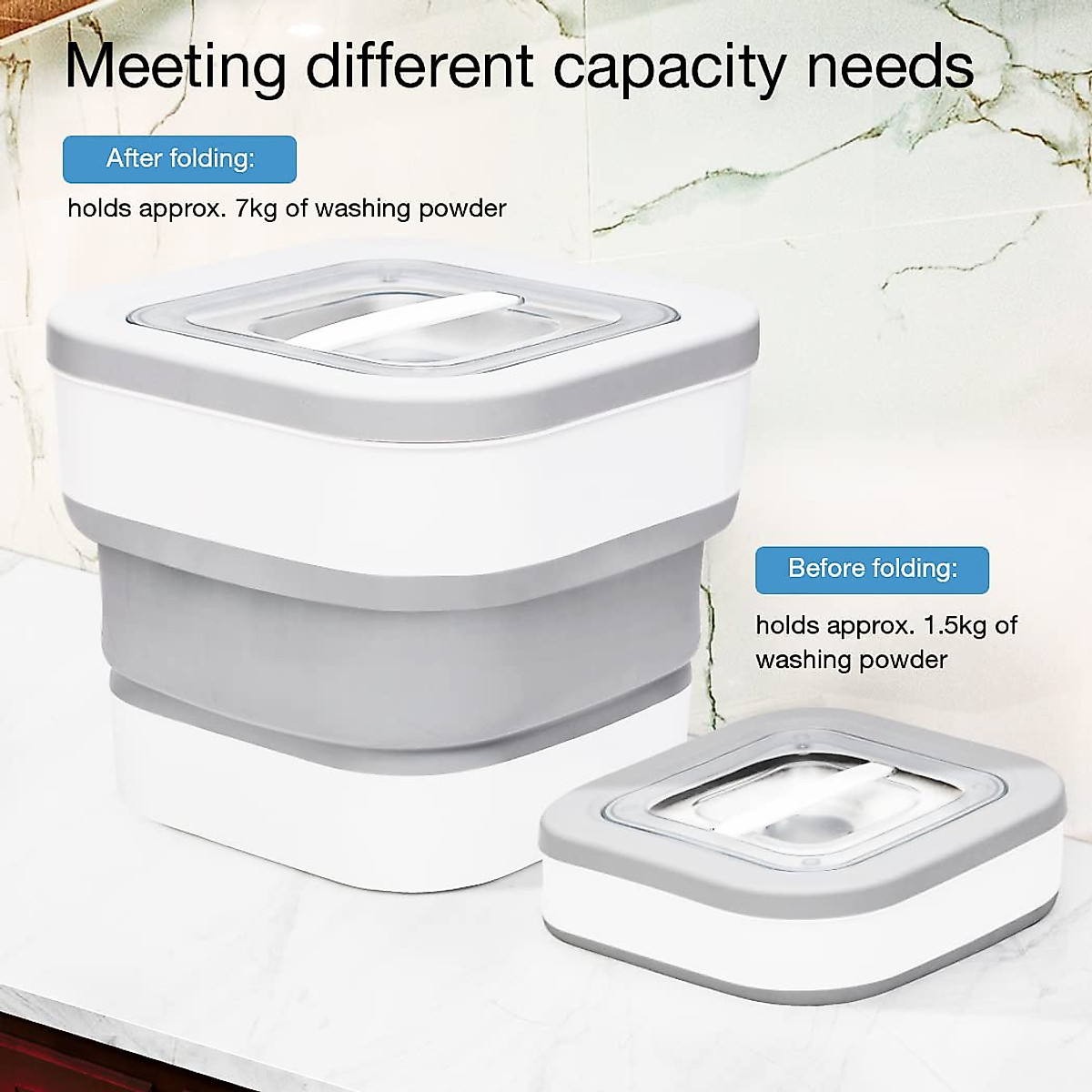 Conworld Laundry Detergent Container, Laundry Powder Dispenser with Scoop for Laundry Room Décor and Accessories, Space Saving Laundry Room Organization and Storage, Gray