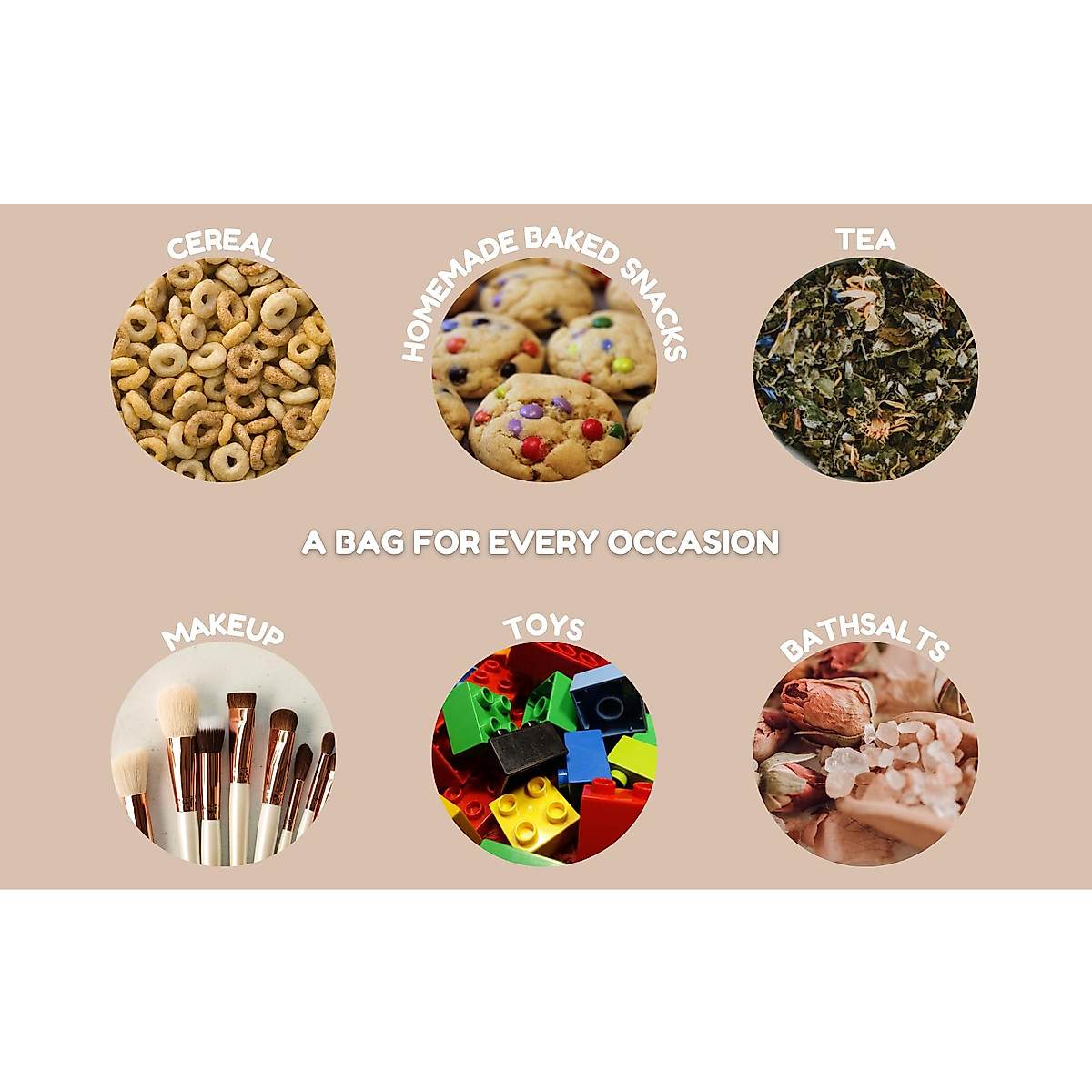 24/7 Bags- 200 Pack, Kraft Paper Stand Up Pouch Bag- 5.5" x 7.8", Resealable Zip-Lock with Front Window, Zero BPA, Easy Tear Notch, Self Stand Up, Food Grade Interior Coating