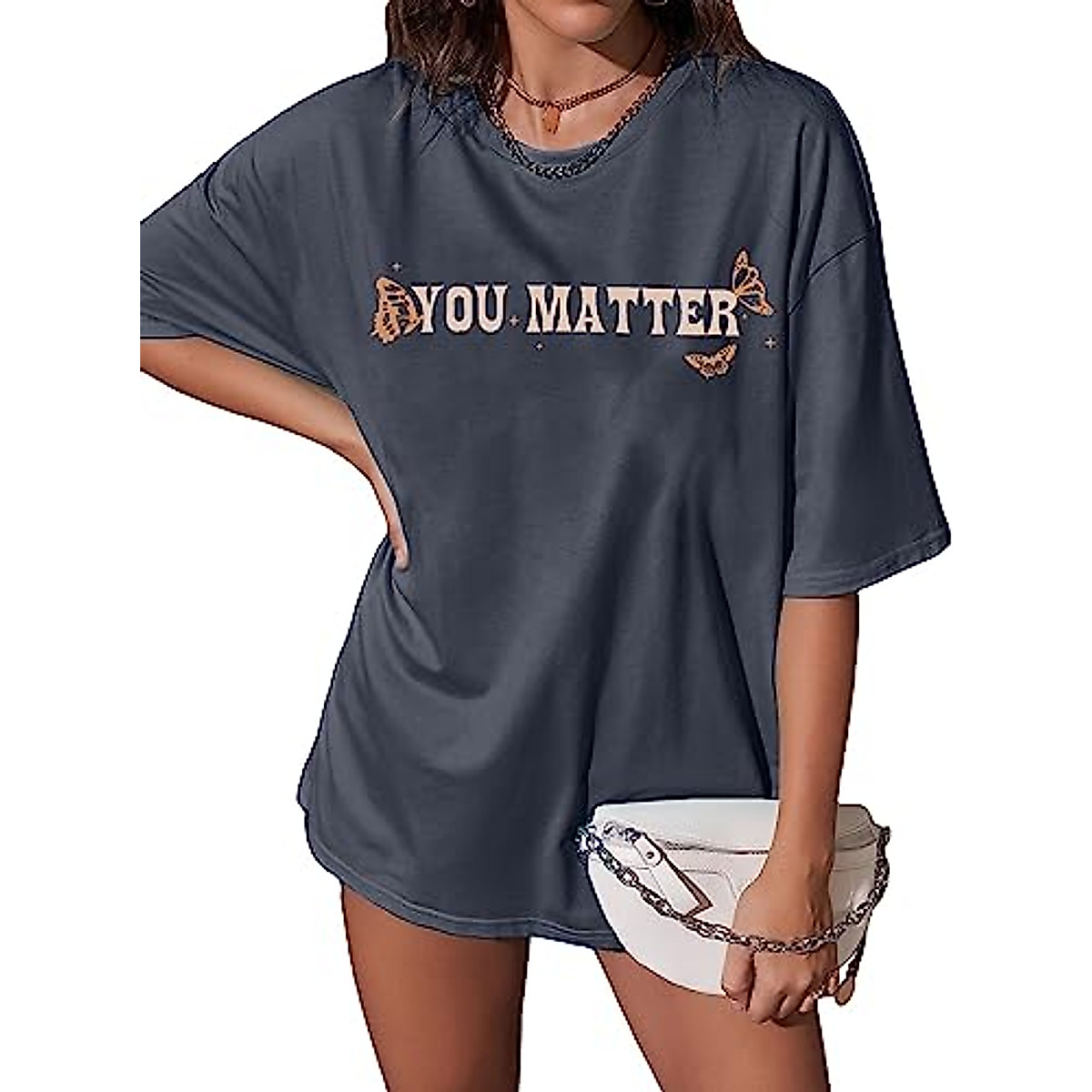 Women's Oversized T Shirts You Matter Shirt Dear Person Behind Me tee Grey