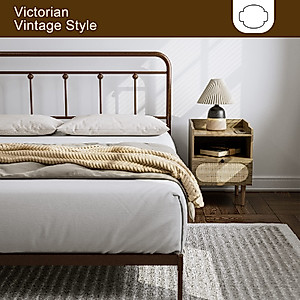 IKIFLY Metal Queen Size Headboard, Adjustable Height, Farmhouse Victorian Style, Easy Assembly, Steel Headboard Only for Bedroom, Brown/Queen