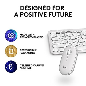 Logitech Pebble 2 Combo for Mac, Wireless Keyboard and Mouse, Slim, Quiet and Portable, Customizable, Bluetooth Mouse and Keyboard, Easy-Switch, for macOS, iPadOS - Tonal White