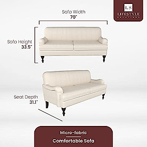 LifeStyle Solutions Landry Sofa, 70" W x 31.1" D x 33.5" H, Beige