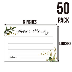 TENTADO Share a Memory Cards, 50 Pack, 4x6 Inch, Funeral Guest Book, Share A Memory Cards for Celebration of Life, Birthday, Wedding, Funeral, Graduation, Bridal, Retirement, Going Away Party.