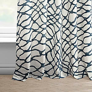 HPD Half Price Drapes Printed Cotton Twill Curtains For Room Décor 50 X 108 (1 Panel), PRTW-D50C-108, Ellis Blue