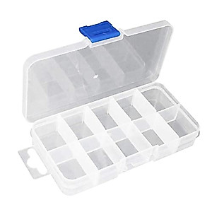 Jutagoss Plastic String Organizer Box With Dividers, 5.12x2.76x0.87 inch, 10 Mpartment Craft Storage Containers, 1PCS Bead Tackle Bolt Screw Small Parts Rock Collection Box.