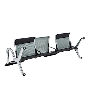 walsport Leather Waiting Room Furniture Black Chairs Reception 2 Seat with Table for Airport Seating, Office, Bank, Hospital Bench