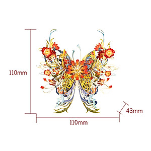 MU 3D Metal Puzzle Model Kits for Adult Flower and Butterfly D-Sunset, Assembled Metal Insects Puzzles for Beginner to Build, Birthday Xmas Gifts Brain Teaser DIY Set Home Decor