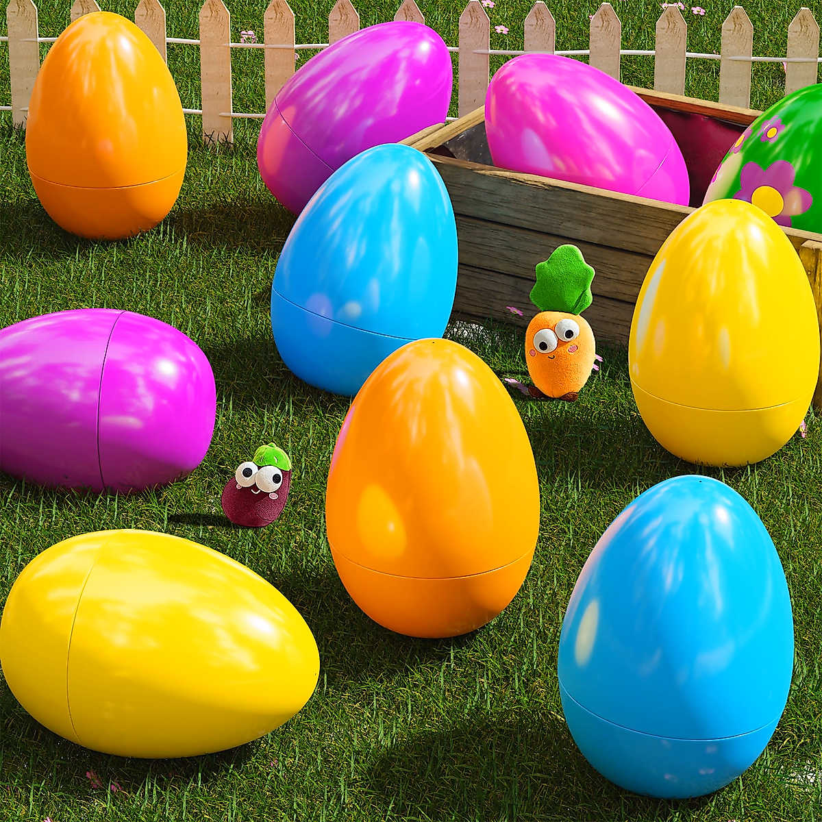 12 PCS Jumbo Easter Eggs 6 Inch Colorful Giant Plastic Easter Eggs Fillable Large Suprise Egg for Easter Themed Hunt Basket Stuffers Fillers Filling Treats Party Favors Classroom Prize Supplies