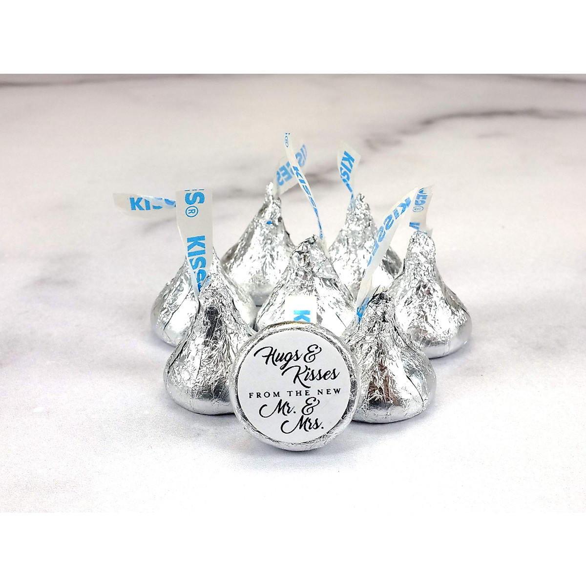 Hugs and Kisses from The New Mr. and Mrs. | Elegant | 324 Stickers - .75 Inches | Hershey Kiss Stickers | Wedding Stickers | Bridal Shower Stickers | Bridal Favors