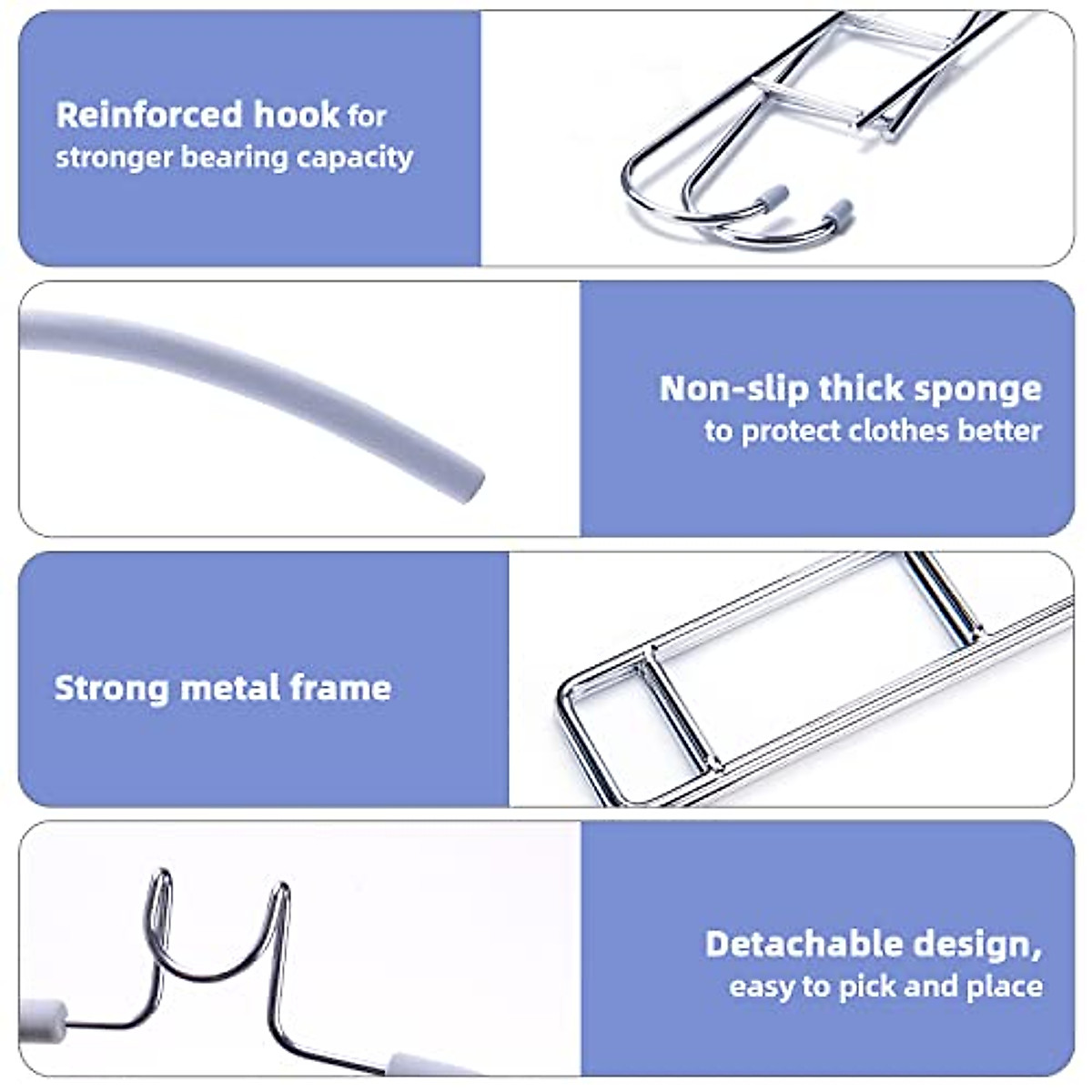 Nature Smile 2 Pack 5 in 1 Anti Slip Multiple Sweater Coat Hangers,Multi Layers Wardrobe Clothes Rack,Heavy Duty Metal Space Saver Shirt Blouse Hanger Closet Storage Organizer,Light Grey Color