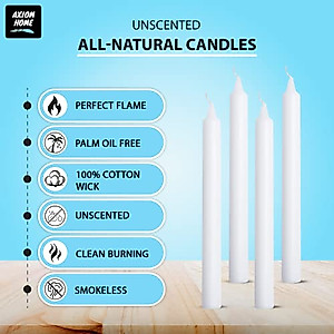 Axiom - (Pack of 10) Unscented Straight Household Grocery Candles -9.06 Inch Long-10 Hours Burning Time-Premium Wax Candles for Mothers Day, Dinner Tables, Restaurants, Ceremonies & Emergency (White)