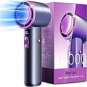 BURLAN Handheld Fan [Quickly Cooling Down], Small Portable Fan, Battery Operated Fan [13-30 Working Hours], Rechargeable Mini Fan with USB, Pocket Hand Fans for Makeup, Travel Camping outdoor (Black)