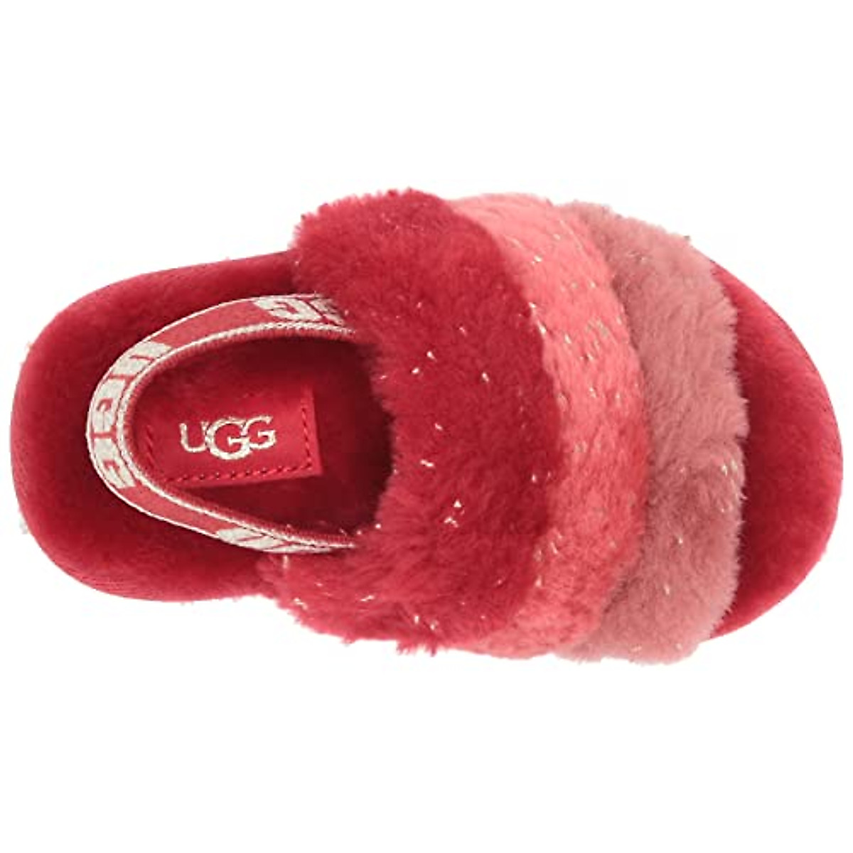 UGG Girls T Fluff Yeah Metallic Sparkle Slipper, Red Multi, 9 Toddler