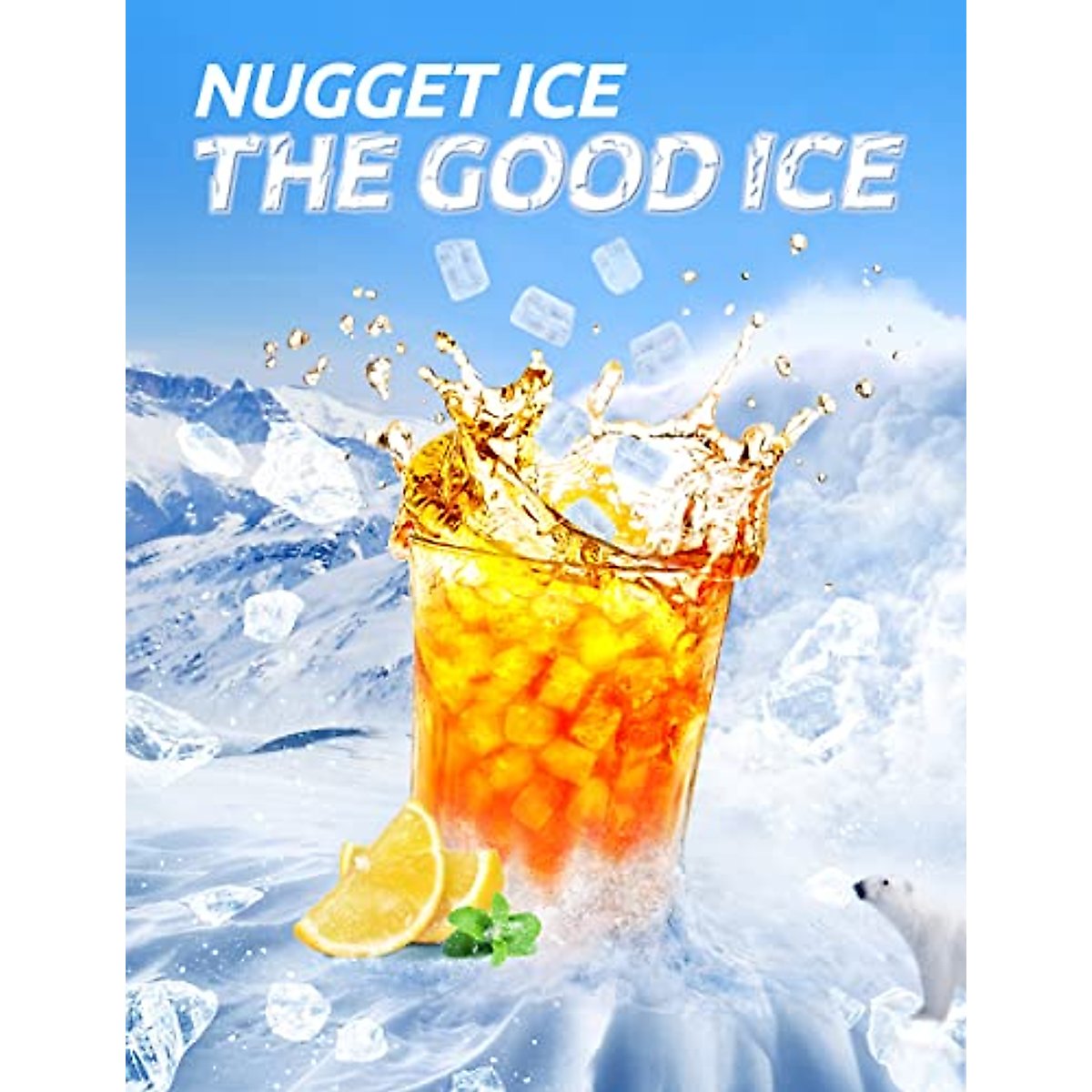 Nugget Ice Maker, YISUFO Ice Maker Countertop Pebble Ice Maker, 30lbs/Day, Self-Cleaning, 2 Ways Water Refill, Stainless Sonic Ice Maker Machine with 3Qt Water Reservoir, for Home Office Party Bar