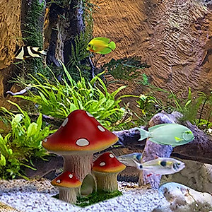 AnRui Mushroom Aquarium Decorations Fish Tank Decor Accessories Resin Landscape Ornament for Small Fish Shrimp Hideout Shelter