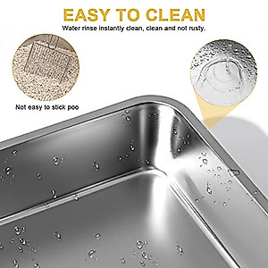 3 Pack Stainless Steel Cat Litter Box, Rust Proof Large Metal Cat Box with High Sides Nonstick Litter Pan Safe and Hard for Kitten and Bunny, Easy to Clean (15.7 x 11.8 x 5.9 Inches)