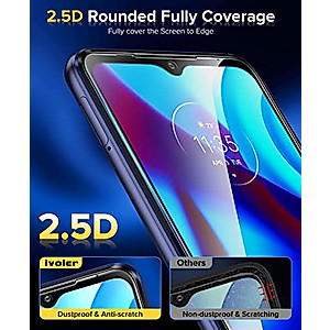 ivoler [2+2 Pack] Tempered Screen Protector [Full Coverage] for Motorola G Pure [2 Pack] with Camera Lens Protector Tempered Glass[2 Pack] 9H Hardness, Bubble Free, Anti-Scratch 6.5inch- Black