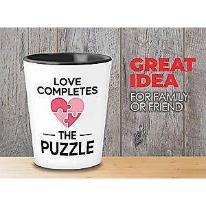 Puzzle Shot Glass 1.5oz - Love completes the puzzle - Brain Game Adult Educational Toy Kids 12 Year Old Boy Crossword Challenge Children