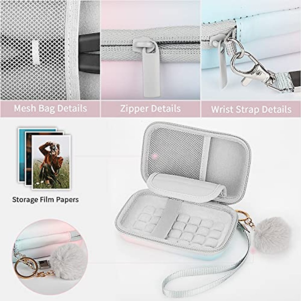 Yinke Case for Kodak PRINTOMATIC/Smile/Mini 2 HD/Smile Portable Instant Photo Printer, Travel Carry Case Protective Cover (Gradient)