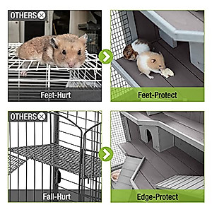 Guinea Pig Cage Hamster Cage 3 Levels Small Animal Cages with Chewing Toy, Food Bowl, Seesaw, Hideout and Plastic Tray…