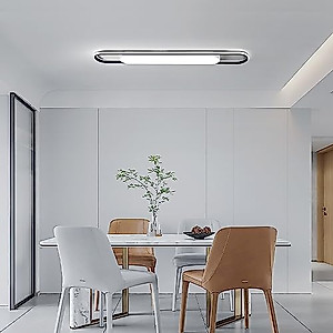 Naroume Modern LED Ceiling Light,47.8'' Flush Mount Lamp,98W Metal Chandelier Lighting Fixture for Living Room Bedroom Dining Office Hallway Aisle (White Light) (NRM-Light 02-WH-BK-120)