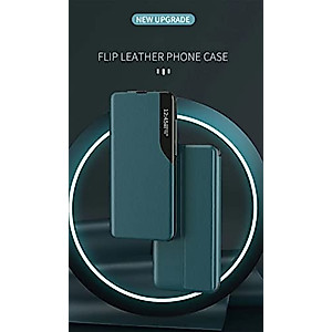 YukeTop Cover for Oppo Reno2 F Case, with Stand, Clear Window + Leather + PC, Flip Cover, Cover Protection for Oppo Reno2 F.(Green)