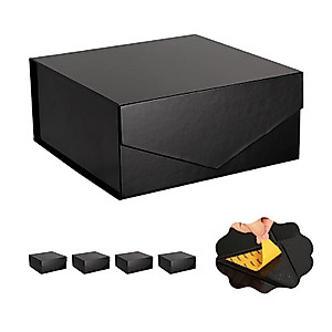 ARTDEARM 5 Gift Boxes 7.5x7.5x3 Inches, Gift Boxes with Lids, White Gift Boxes, Groomsmen Proposal Boxes, Gift Boxes with Magnetic Closure (Glossy Black)