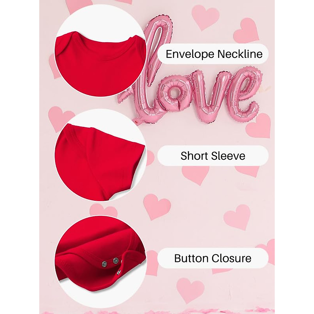 BesserBay Valentine's Day Baby Heart Bodysuit Infant Mommy Is My Valentine Red 100% Cotton Onesie 3-6 Months